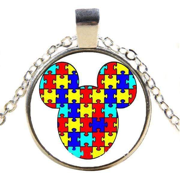 Mickey Mouse Puzzle Piece Autism Necklace - The Awareness Expo