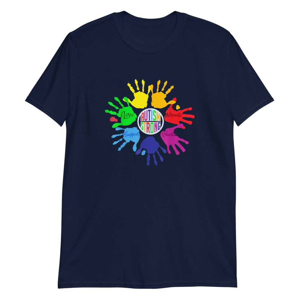 Autism Strong Colorful Handprint Awareness Shirt- The Awareness Expo